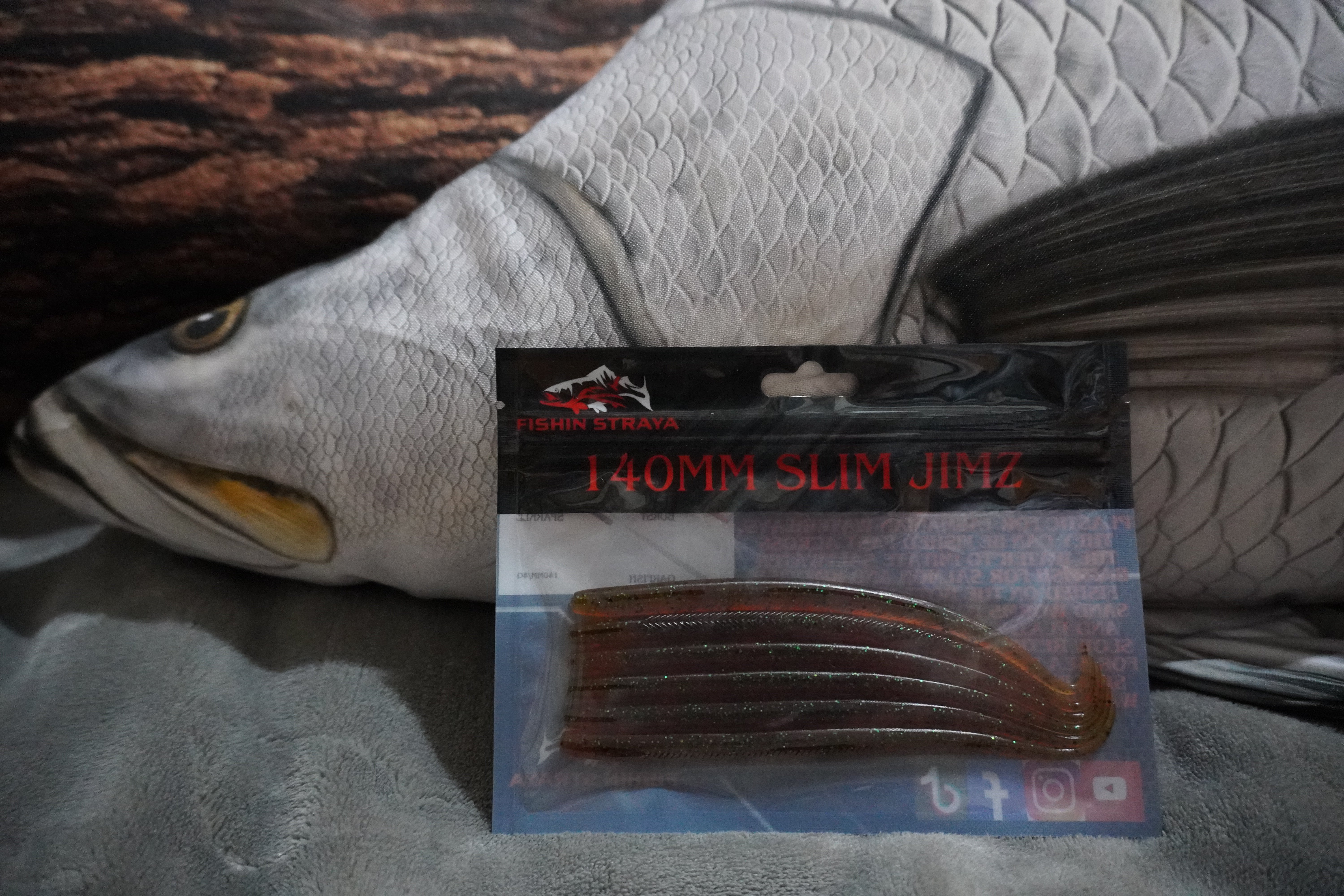 Fishin Straya 140mm Slim Jimz Orange Sparkle